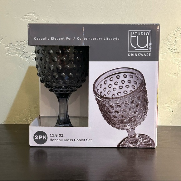 Studio Drinkware | Dining | Nwts 2 Pack Hobnail Glass Goblets Made By ...